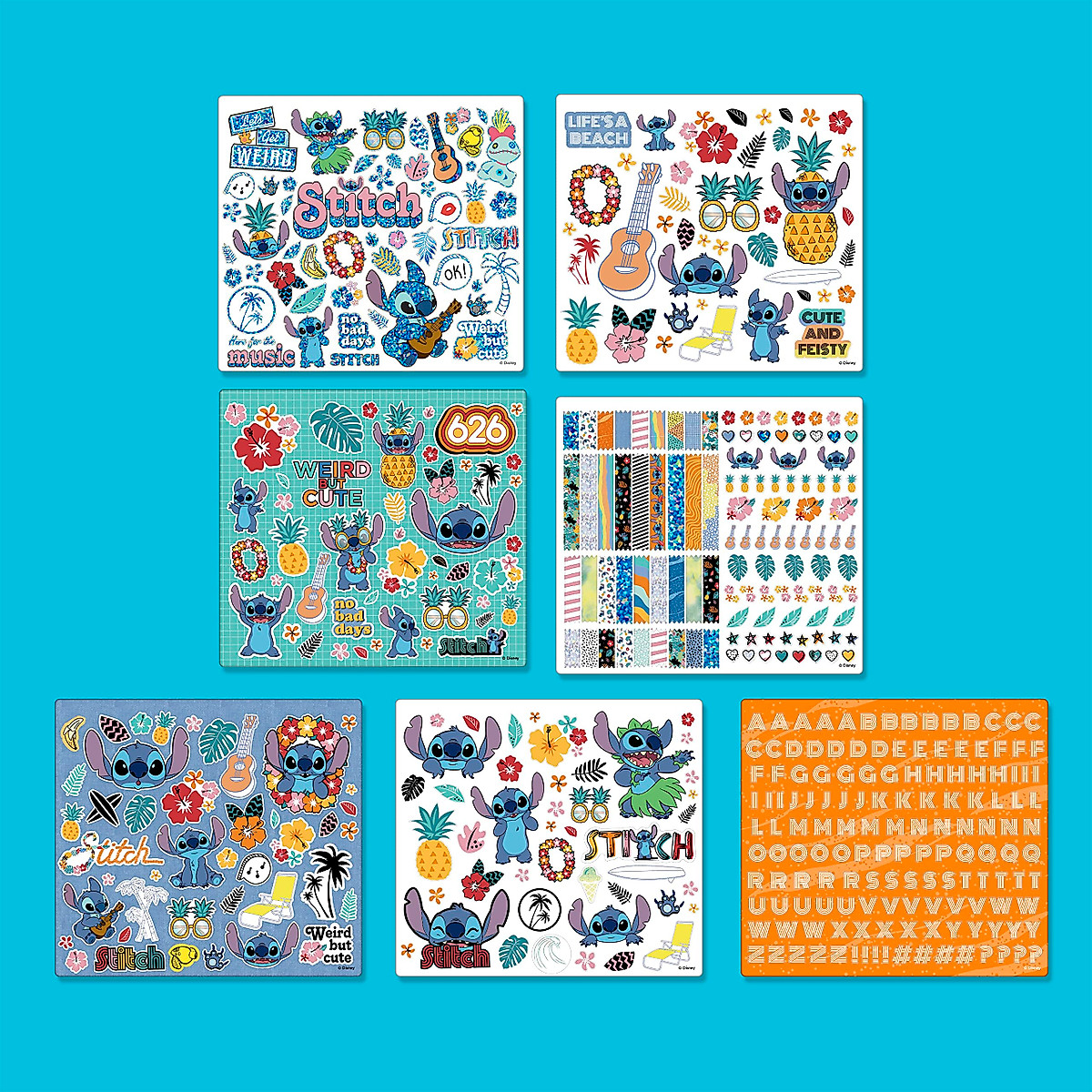 Fashion Angels Disney Stitch Color & Collage Design Set - 15 Colorable Lilo and Stitch Posters - Add Your Own Designs with 7 Included Sticker Sheets - Ages 8 and Up
