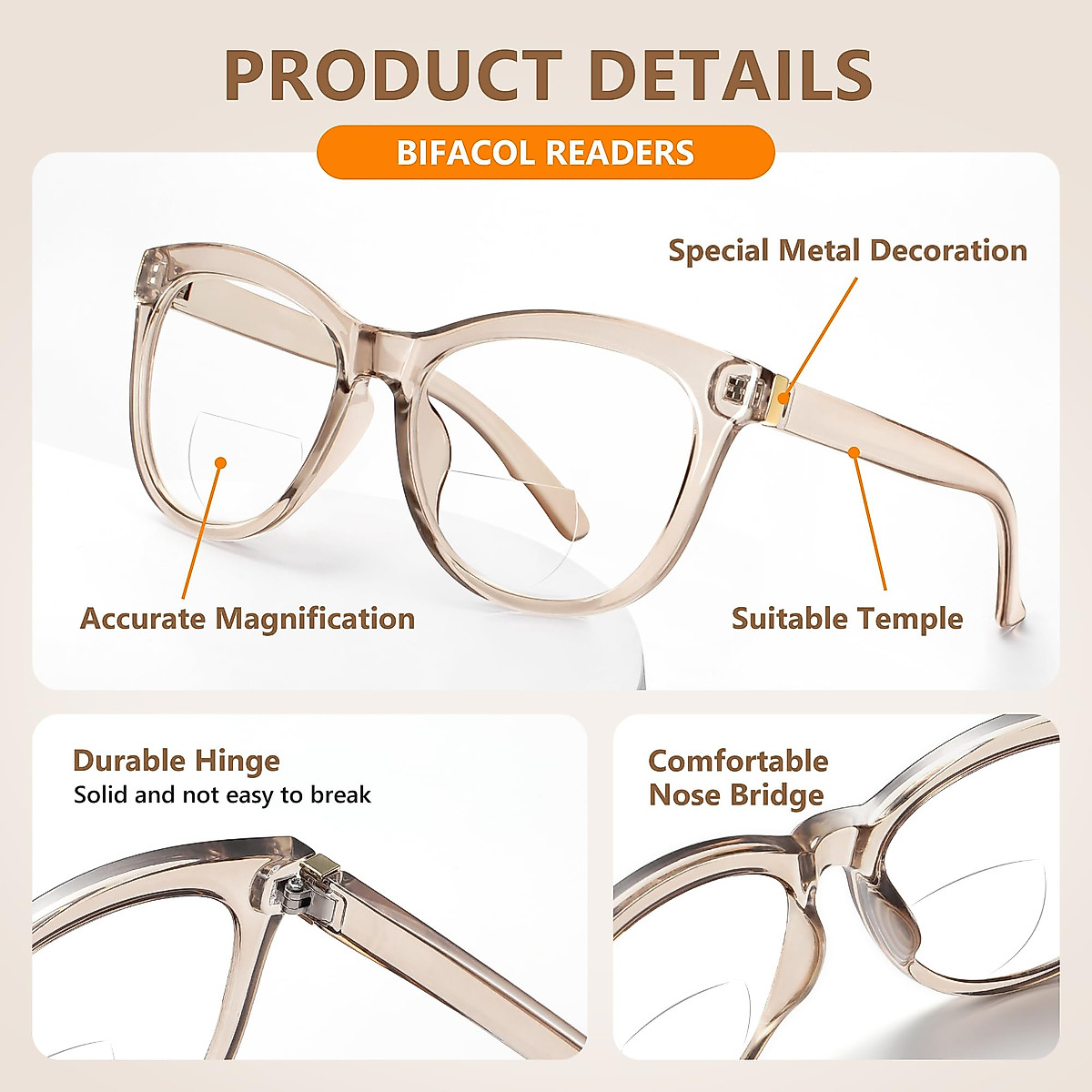 EASY READ Bifocal Reading Glasses for Women,Blue Light Blocking Computer Readers,Stylish Anti Glare Women Eyeglasses(Magnification 3.00, Brown)