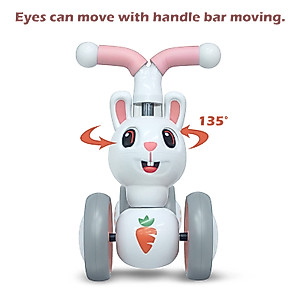 YGJT Baby Balance Bike Toys for 1 Year Old Girls, First Birthday Gifts for 10-36 Months Toddlers Bike, Non-Pedal 4 Silent Wheels Riding Toys, Kids Pre-School First Bike Rabbit