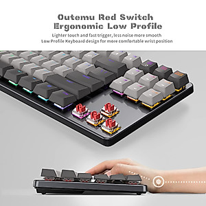 CIDOO 87 Keys RGB Mechanical Keyboard, Low Profile Gaming Keyboard with Aluminum housing, TKL Hot-Swappable Ultra-Slim 80 Percent Keyboard for Gaming and Work, Compatible with Windows System