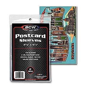 BCW 1-PCSLV Postcard Sleeves, 3-11/16 X 5-3/4 Inches
