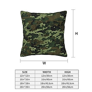 AdaNti Green Military Camo Print Throw Pillow Cover Square Soft Cushion Cover Throw Pillow Case for Home Decor Living Room Bed Couch Car 12"x12"