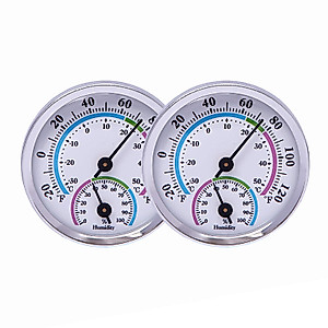 LayscoPro Mini Indoor Thermometer Hygrometer Analog 2 in 1 Temperature Humidity Monitor Gauge for Home, Room, Outdoor, Offices, Display Mechanical (No Battery Needed) (Gold-2 Pack, Gold-2 Pack)
