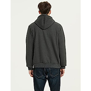 Flygo Men's Sherpa Hoodie Jacket Fleece Lined Zip Up Warm Hoodies Sweatshirt Winter Zipper Sweater Hooded Coat (Medium, Dark Grey)