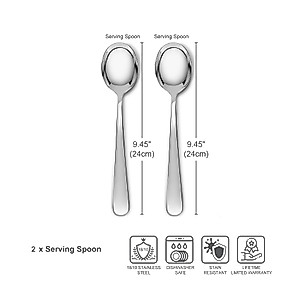 KEAWELL Premium 9.45" Louise Salad Servers, 18/10 Stainless Steel, Exceptional mirror finish, Dishwasher Safe (Salad Spoons)
