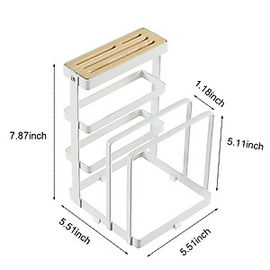 Knife Holder, Caliamary Kitchen Cabinet Knife Holder without Knives, Universal Metal Knife Block Cutting Board Organizer, Kitchen Storage Organizer. (White)