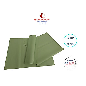 Feronia packaging Sage Tissue Paper Squares, Bulk 10 Sheets, Premium Gift Wrap and Art Supplies for Birthdays, Holidays, or Presents, Large 15 Inch x 20 Inch Made in USA