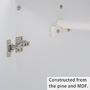 RIDFY Wooden Kids Wardrobe with Hanging Rod,Freestanding Cabinet with 2 Doors,Dress up Storage with Wood Legs,Closet Organizers and Storage for Boys/Girls(31.5”L x 19.7”W x 43.4”H) (White)