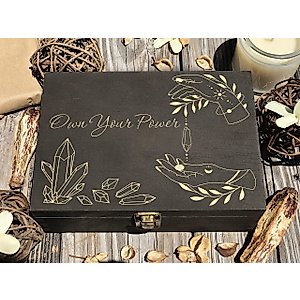 Own Your Power Box, 8.5 x 6 x 3 in, Crystal box, Engraved Box, Wooden Box, Crystal Mystery Box, Crystal Gift Box, Keepsake Box, Treasure Box, Astrology Gifts, Tarot Card Box, Storage Box, Witch Box
