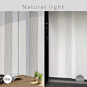 GoDear Design Adjustable Sliding Window Panel Track Blinds 45.8"- 86" W x 96" H, Extendable Vertical Blinds, Sliding Hanging Room Dividers, White Trimmable Fabric Shades, Light Filtering, Catch Me