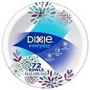 Dixie Everyday Disposable Paper Bowls, 10 oz., Printed, 72 Count, Lunch Size Printed Disposable Bowls