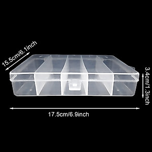 Honbay Clear Visible Plastic Fishing Tackle Accessory Box Fishing Lure Bait Hooks Storage Box Case Container Jewelry Making Findings Organizer Box Storage Container Case (L:6.9x6.1x1.3inch)