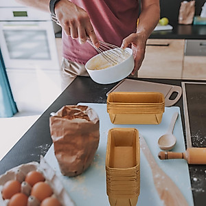 Mifoci 25 Pcs Paper Loaf Pans for Baking Easy Kraft Paper Bread Baking Pans Disposable Paper Baking Loft Mold for Microwave Freezer Oven Safe Display(Rectangle)