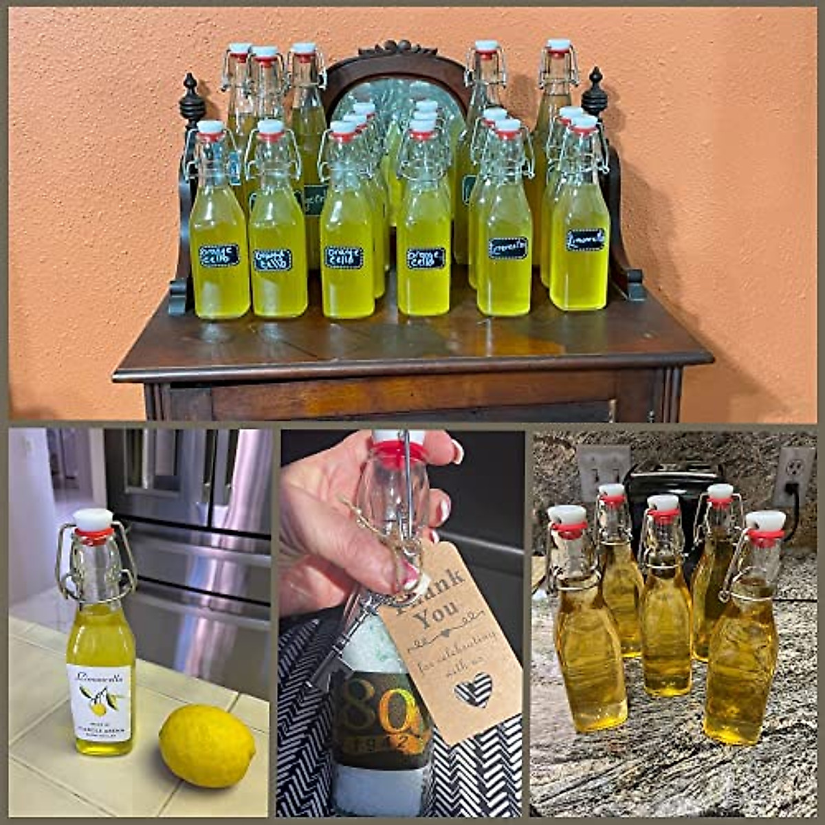 WILLDAN Set of 6-8.5oz Swing Top Glass Bottles - Flip Top Brewing Bottles For Kombucha, Kefir, Vanilla Extract, Beer - Airtight Caps and Leak Proof Lids, Bonus Gaskets and Funnel