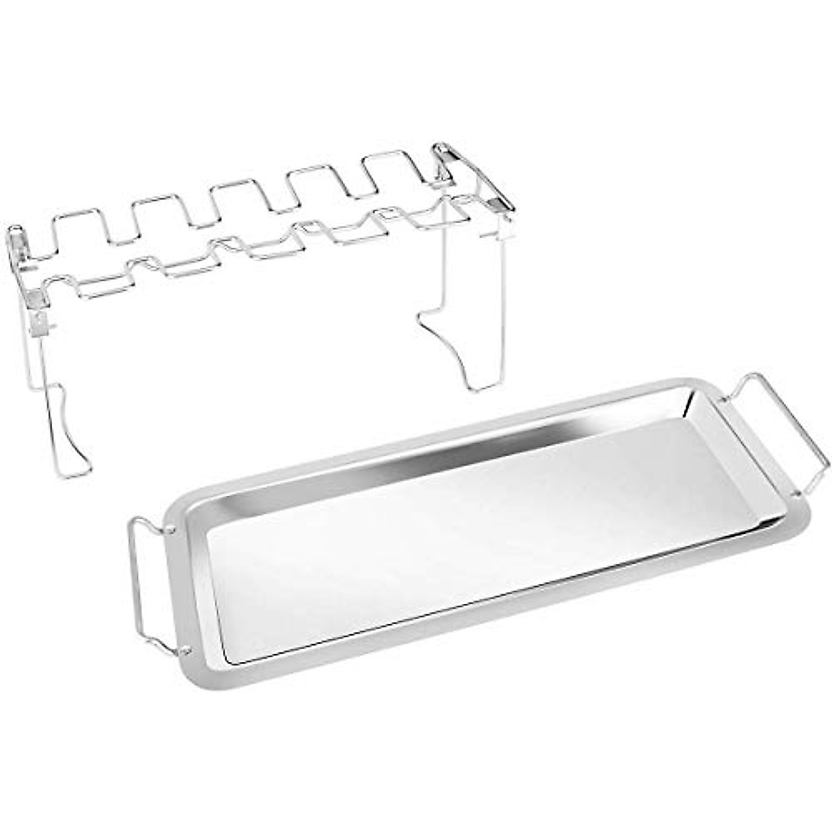 onlyfire Chicken Leg Rack for Grill with Drip Tray, 12 Slots Chicken Wing Rack - Premium Stainless Steel Chicken Drumstick Rack for Smoker - Chicken Drumstick Holder for Grill Accessories