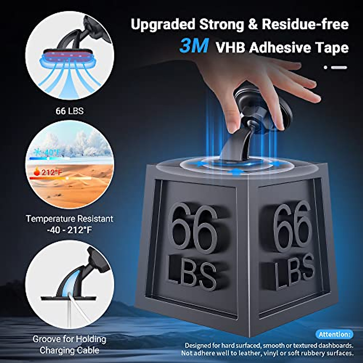 PROfezzion 2-Pack Compatible with MagSafe Car Mount, Magnetic Phone Holder for Car Dash, Home & Office Compatible with iPhone 14 13 12 Pro Max Plus, MagSafe Case & All Phones [14 Strong N52 Magnets]