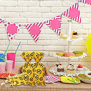 Blulu 100 Pieces Railroad Treat Bags Heat Sealable Treat Candy Bags Train Party Cellophane Treat Party Favor Bags with 100 Pieces Gold Twist Ties for Train or Railroad Themed Party