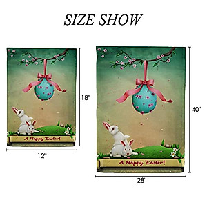 My Little Nest Seasonal Garden Flag Easter Eggs White Rabbits Vertical Garden Flags Double Sided for Home Farmhouse Yard Holiday Flag Outdoor Decoration Banner 12"x18"