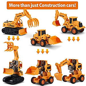 Chuchik Set of 3 Friction Power Transforming Construction Toys Vehicles Truck for Toddlers Age 3-6