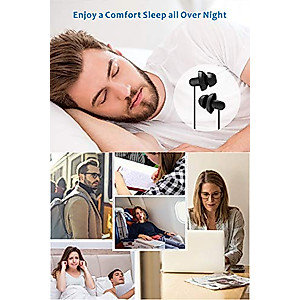 Sleep Earbuds, Hearprotek 2 Pairs Ultra Soft Lightweight Silicone Sleeping Earphone Headphones with Volume Control and mic for Side Sleeper, Snoring, Air Travel, Relaxation (Black)