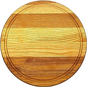 14” Light Solid Wood Round Pizza Cutting Board - Chopping Wood Pad Beechwood Cutting Board - Round Wooden Board Charcuterie - Mini Small Breadboard for Kitchen
