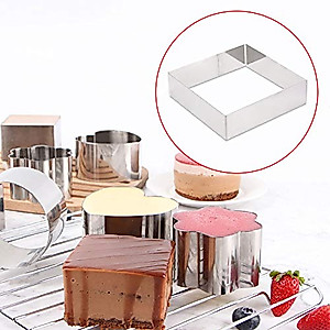 Useful Square Mousse Mold Stainless Steel Cake Ring Mousse Cutter Cake Mold Dessert Ring Pastry Mould Baking Tool (The diagonal size is 7 Inch)