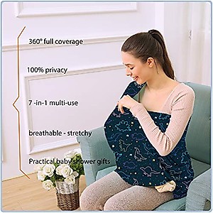 Car Seat Covers Canopy Cover - Multi-use Cover Carseat Canopy, Breathable Breastfeeding Cover, Car Seat Covers for Bbies, Boys & Girls Shower Gifts (Dark Blue Dinosaur)