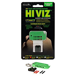 HIVIZ GLLW19 Interchangeable LITEWAVE Rear Handgun Sight for Glock 45 ACP/10mm/45 GAP Green, Red, White