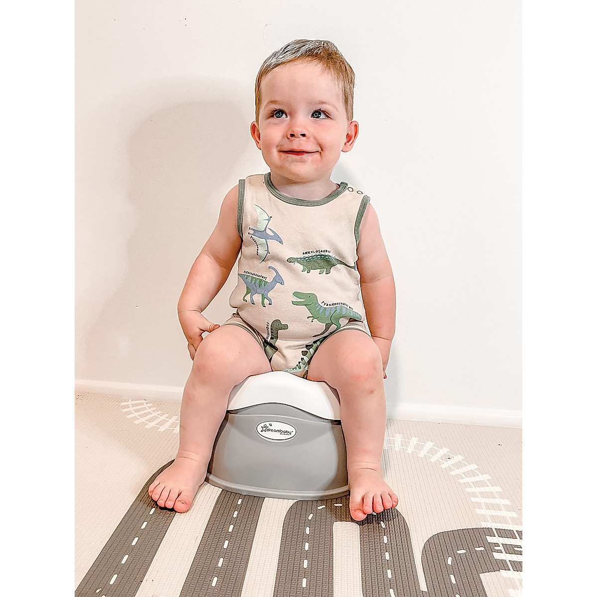 Dreambaby EZY-Potty Toilet Trainer Seat - with Splash Guard & Removable Bowl - Grey - Model L695