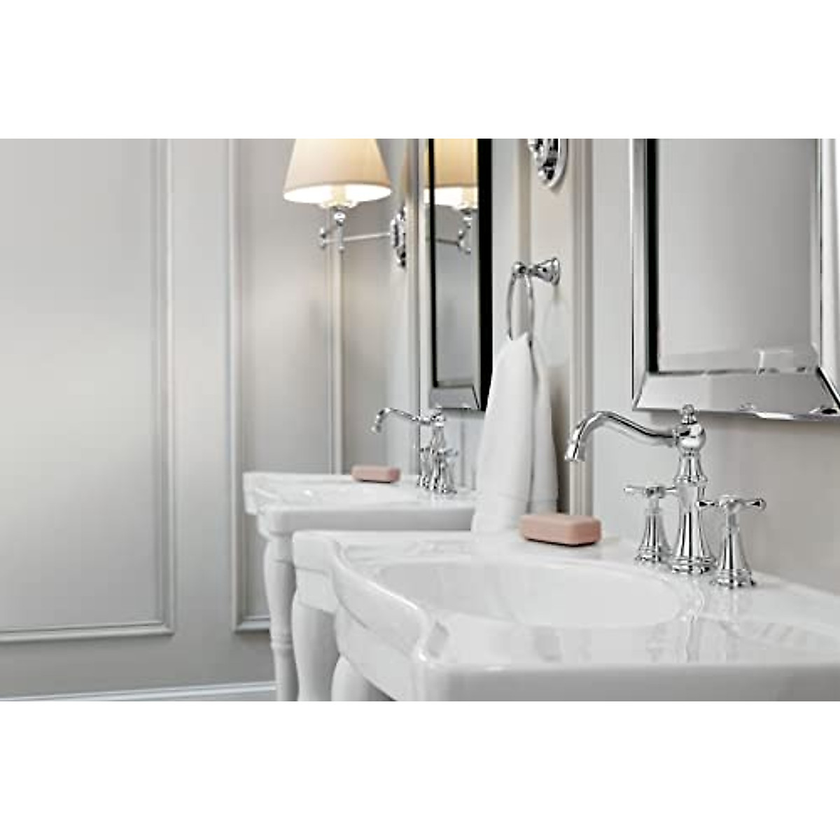 Moen TS42108 Weymouth Two-Handle Lever Handle Bathroom Faucet Trim Kit, Valve Required, Chrome