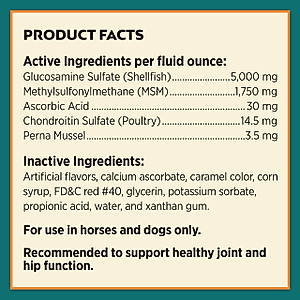 Farnam Next Level Joint Fluid Supplement for horses and dogs, Helps maintain connective tissue to ease joint stiffness due to daily activity, 16 ounces, 16 day supply