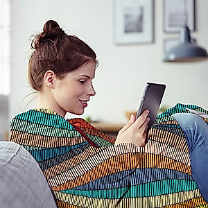 QiyI Plush Sherpa Fleece Throw, Soft Fuzzy Velvet Warm Winter Blanket for Kids Adults, Luxury Microfiber Flannel Thick Blanket for Sofa Couch Bed, 50 x 60 Inches, Wavy Bohemian Print