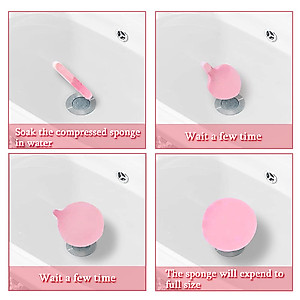 120 Pcs Facial Sponges Compressed,Face Cleansing Sponge,Makeup Removal Sponge Pads,Exfoliating Wash Round Sponge for Women,Girls,Pink