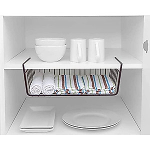 RoomForLife - 2 Pack Under Shelf Organization Baskets - Color Black - Slips on any Shelf/Cabinet - Kitchen Closet Laundry More