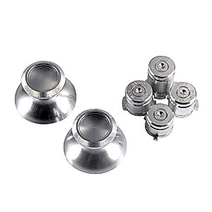 eXtremeRate Metal Silver Alumium Alloy Thumbsticks Bullet ABXY Mod Buttons Replacement Parts for Xbox One Standard, for Xbox One Elite, for Xbox One S/X Controller