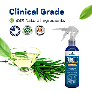 INNOVET PurOtic Natural Ear Cleaner for Dogs & Cats with Silicone Applicator - Extra Strength 4 oz Bottle