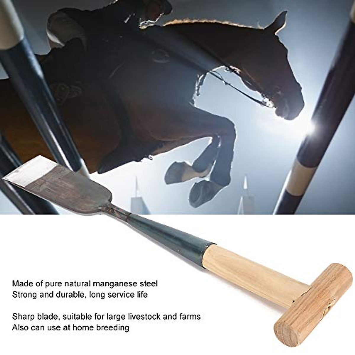 GLOGLOW Horseshoe Trim Shovel, Manganese Steel Horseshoe Trimming Hoof Clipping Shovel Tool Horse Hoof Rasp for Livestock Farm Use