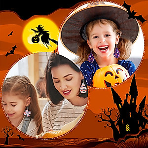 16 Pieces Halloween ​Faux Leather Sheets Pumpkin Printed Leather Fabric Sheets Ghost Spider Bat Faux Leather Fabric Glitter Sequin Synthetic Leather Sheet, 8.3 x 6.3 Inch for Halloween DIY Craft Decor