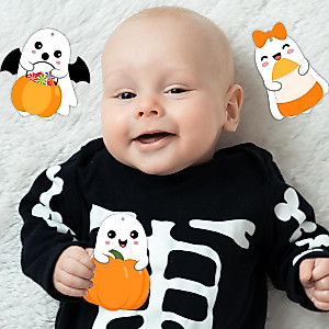 Halloween Ghost Tags-54Pcs Cute Halloween Tags with String,Pumpkin Spooky Boo Halloween Hanging Name Labels