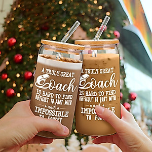 Nuenen 2 Pieces Friends Gifts Coach Gifts Chaos Coordinator Gifts for Women 16 oz Glass Coffee Tumbler Cup for Birthday Gifts Appreciation Thank You Gift Coach Sisters Coworker(Coach)
