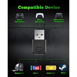 AOJAKI Bluetooth Adapter for PS4 Controller/ PS5 Controller/Switch Pro Controller, Controller Adapter for Switch/Switch Lite/PC/Android TV Box/Tesla/Steam, Compatible with Official PS4 Controller