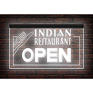 110044 Indian Restaurant Open Curry Food Cafe Decor Display LED Light Neon Sign (12" X 8", White)
