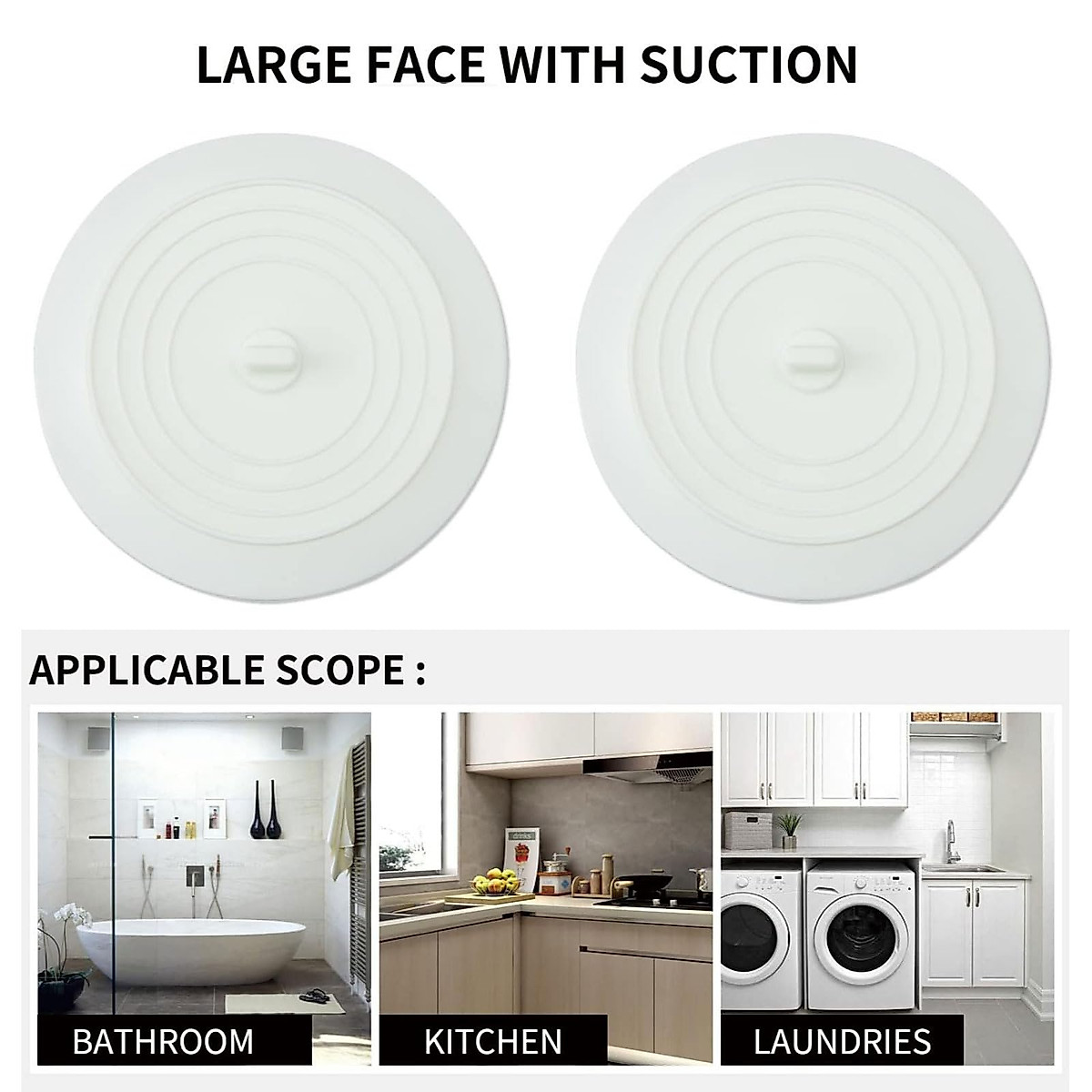 Guojiang Bathtub Drain Cover Large Bathtub Drain Cover Tub Flat Drain Cover Odor Resistant Solution Quick Fixing for Bathrooms Sink Hair Stop