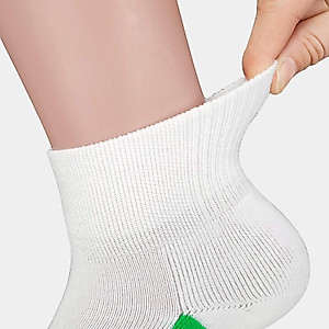 BERING Men's Athletic Cushioned Quarter Socks, White, Size 9-12, 6 Pairs