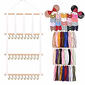 OAOLEER Baby Headband & Bow Holder for Girls Hair Bows, Hanging Baby Headbands Organizer Storage Newborn Headband Holder for Wall, Room, Door or Closet (1Pcs White)