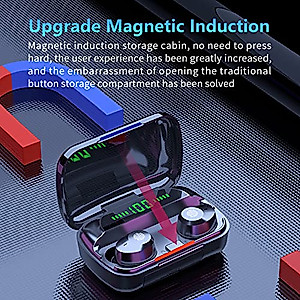 Gaweb Earphones, M5 TWS Bluetooth 5.1 Wireless in-Ear Earbud Earbud Headset with LED Digital Display for Home Gym Office - Black