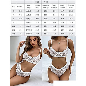 Avidlove Lace Lingerie Set with Underwire Bra and Panty Set Push Up Two Piece Lingerie White