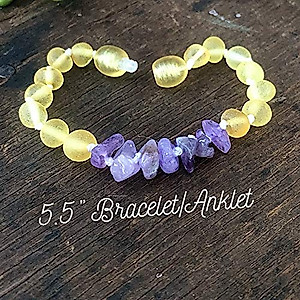 Genuine Baltic Amber Bracelet by Lolly Llama - Certified from The Baltic Sea - Genuine Amethyst
