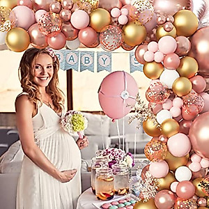 Amandir Rose Gold Balloons Garland Arch Kit, 150pcs Rose Gold Pink White Gold Confetti Latex Balloons for Bridal Wedding Birthday Girl Baby Shower Graduation Anniversary Bachelorette Party Decoration