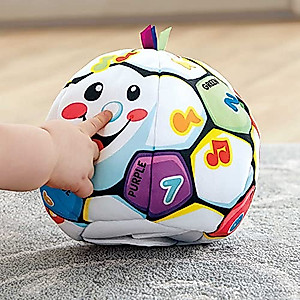 Fisher-Price Baby Learning Toy Laugh & Learn Singin’ Soccer Ball Musical Plush with Sounds & Phrases for Infants Ages 6+ Months